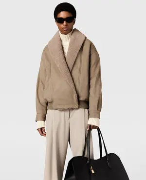Stella McCartney Vegan Suede Plush-trimmed Jacket