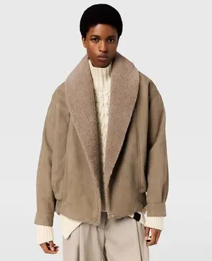 Stella McCartney Vegan Suede Plush-trimmed Jacket