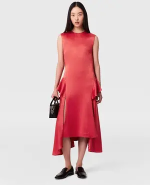 Stella McCartney Draped Satin Midi Dress - Red