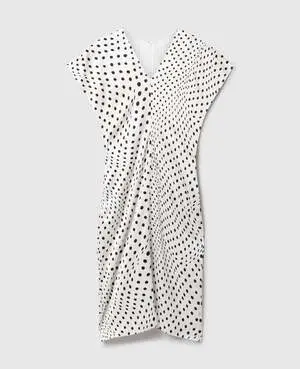 Stella McCartney Polka Dot V-neck Midi Dress - White/black