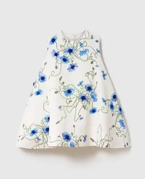 Stella McCartney Embroidered A-line Dress - Cornflower