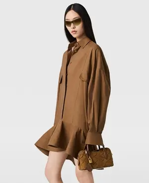 Stella McCartney Washed Cotton Peplum Shirt Dress