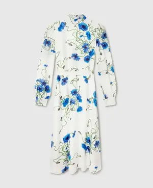 Stella McCartney Floral Print High Neck Dress - Cornflower