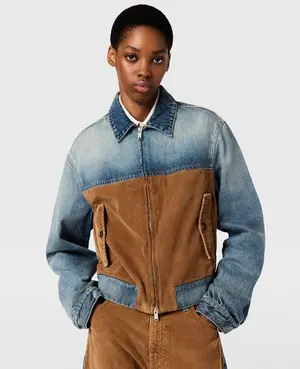 Stella McCartney Corduroy Panel Denim Jacket - Blue/brown