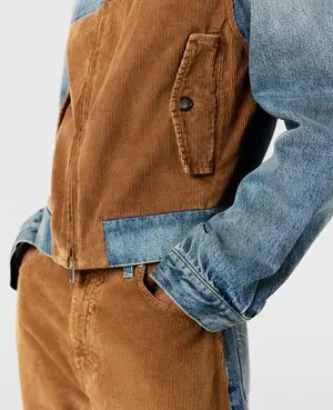 Stella McCartney Corduroy Panel Denim Jacket - Blue/brown