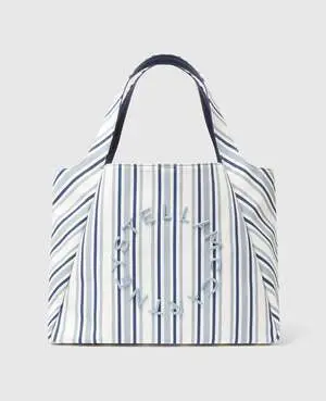 Stella McCartney Logo Striped Tote Bag - Blue/white