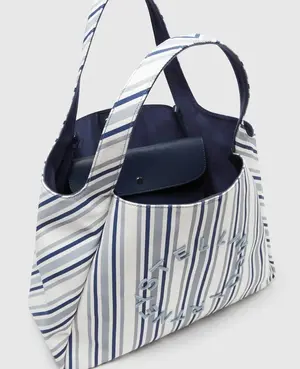 Stella McCartney Logo Striped Tote Bag