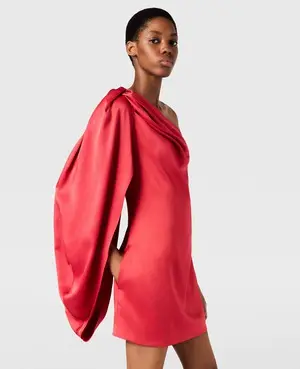 Stella McCartney One-shoulder Draped Satin Mini Dress - 6453