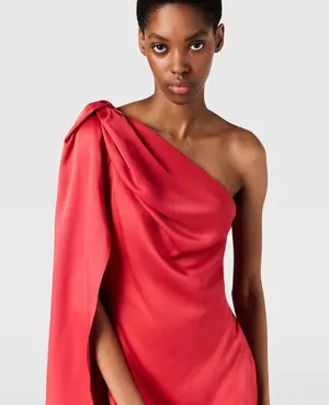Stella McCartney One-shoulder Draped Satin Mini Dress