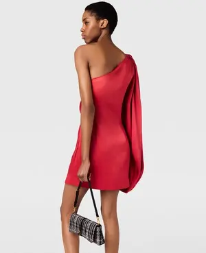 Stella McCartney One-shoulder Draped Satin Mini Dress