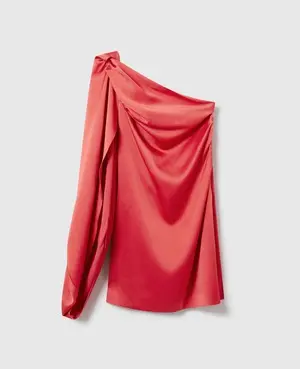 Stella McCartney One-shoulder Draped Satin Mini Dress
