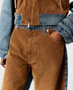 Stella McCartney Paneled Corduroy And Denim Jeans