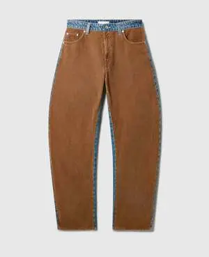 Stella McCartney Paneled Corduroy And Denim Jeans - Blue/brown