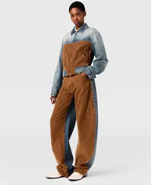 Stella McCartney Paneled Corduroy And Denim Jeans - Blue/brown