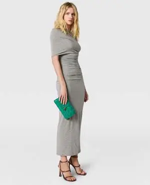 Stella McCartney One Shoulder Twisted Wrap Dress - Grey Melange