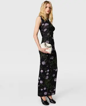 Stella McCartney Mesh Twisted Floral Maxi Dress