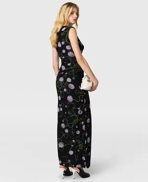 Stella McCartney Mesh Twisted Floral Maxi Dress