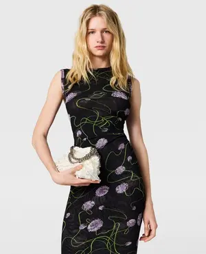 Stella McCartney Mesh Twisted Floral Maxi Dress