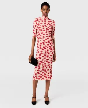 Stella McCartney Raspberry Print Mesh Midi Skirt