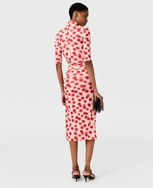 Stella McCartney Raspberry Print Mesh Midi Skirt