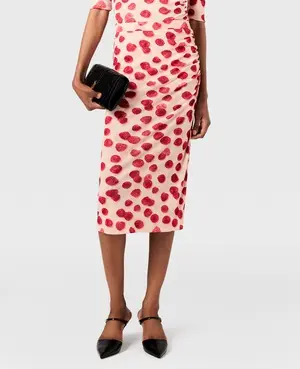 Stella McCartney Raspberry Print Mesh Midi Skirt