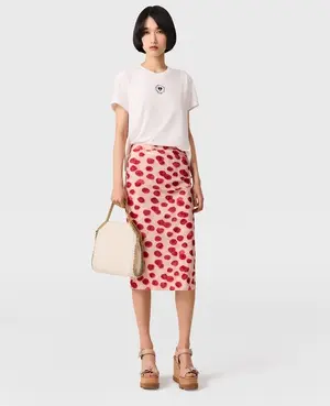 Stella McCartney Raspberry Print Mesh Midi Skirt