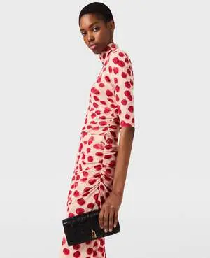 Stella McCartney Raspberry Print High Neck Mesh Top