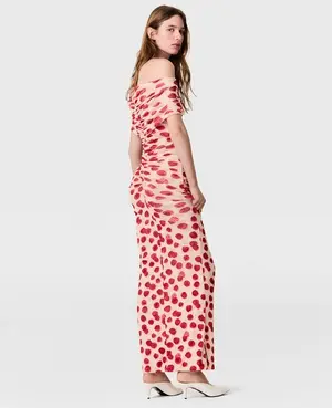 Stella McCartney Raspberry Print Mesh Maxi Dress