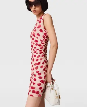 Stella McCartney Raspberry Print Mesh Mini Dress