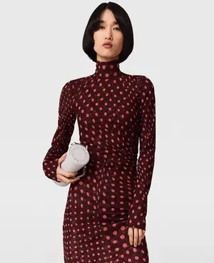 Stella McCartney Polka Dot Mesh Long Dress - Red/pink