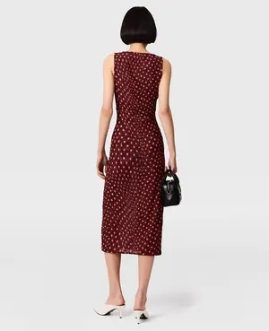 Stella McCartney Polka Dot Mesh V-neck Midi Dress