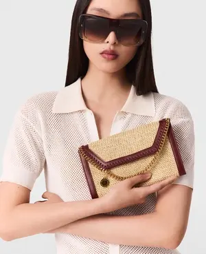 Stella McCartney Falabella Raffia Wallet Crossbody Bag