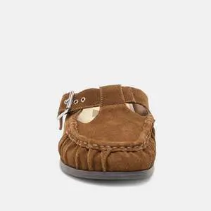 DOLCEVITA Jeanne Suede Flat Mules With Buckle Detail