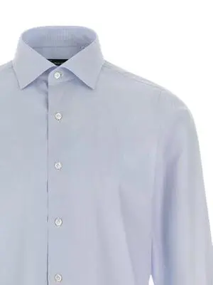 FINAMORE 1925 Micro Vichy-motif Shirt - Blue