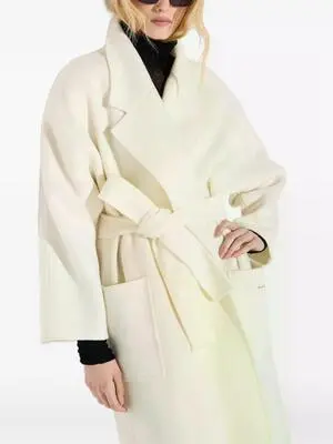 Elisabetta Franchi Wool Double Cloth Coat - Neutrals