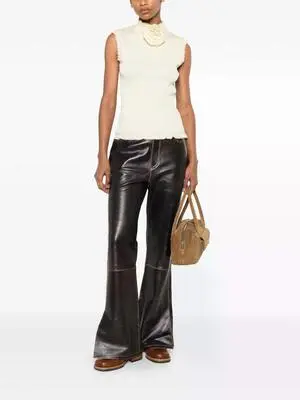Sandro Split-hem Leather Trousers