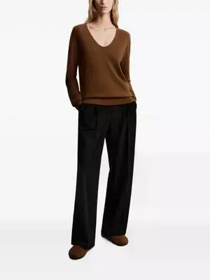 12 STOREEZ V-neck Long Sleeve Sweater - Brown