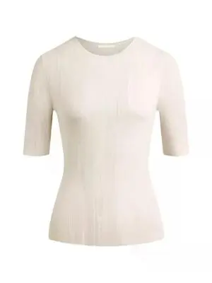 12 STOREEZ Souffle Ribbed-knit Top - Neutrals