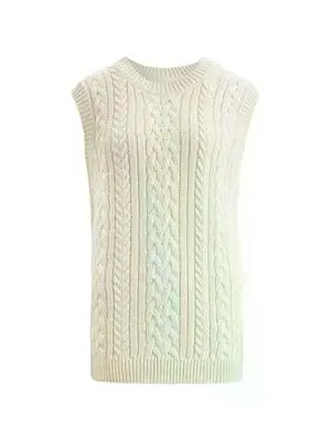 12 STOREEZ Harvest Cable-knit Vest - White