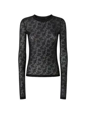 Pinko Floral-lace Long-sleeve Top - Black