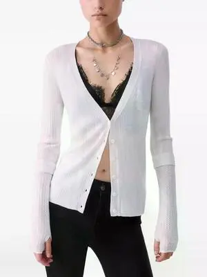 Liu Jo Pure Wool V-neck Cardigan With Punched Detailing
