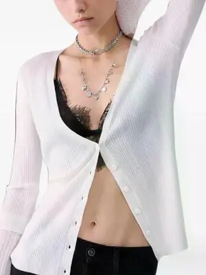 Liu Jo Pure Wool V-neck Cardigan With Punched Detailing