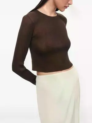 12 STOREEZ Lattice Ribbed-knit Cropped Sweater