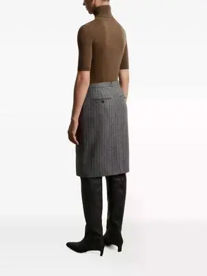 12 STOREEZ Pinstripe Front Slit Skirt