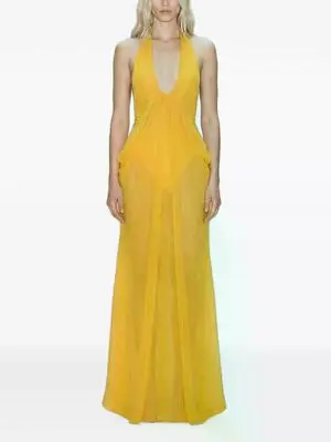 ATOIR Halterneck Draped Maxi Dress - Yellow