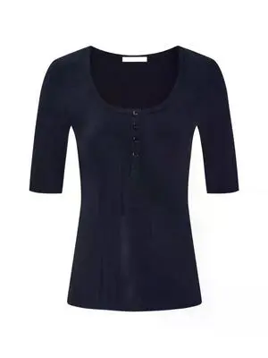 12 STOREEZ Gwen Ribbed-knit Top - Blue