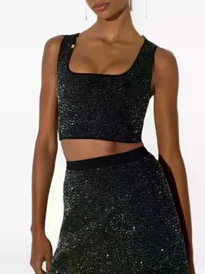 Elisabetta Franchi Cropped Knit Top With Sequins