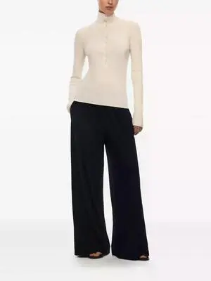 12 STOREEZ Ribbed Knit High Neck Sweater - White