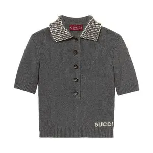 Gucci Ribbed Wool Polo Top