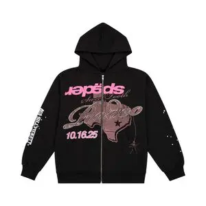 SP5DER Rodeo Texas Zip Hoodie - Black